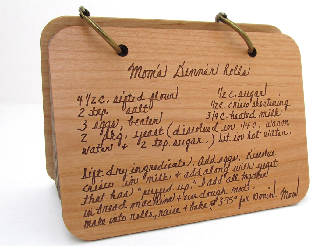 Handwritten Recipe Wooden Recipe Book - Your Exact Handwriting - Etsy