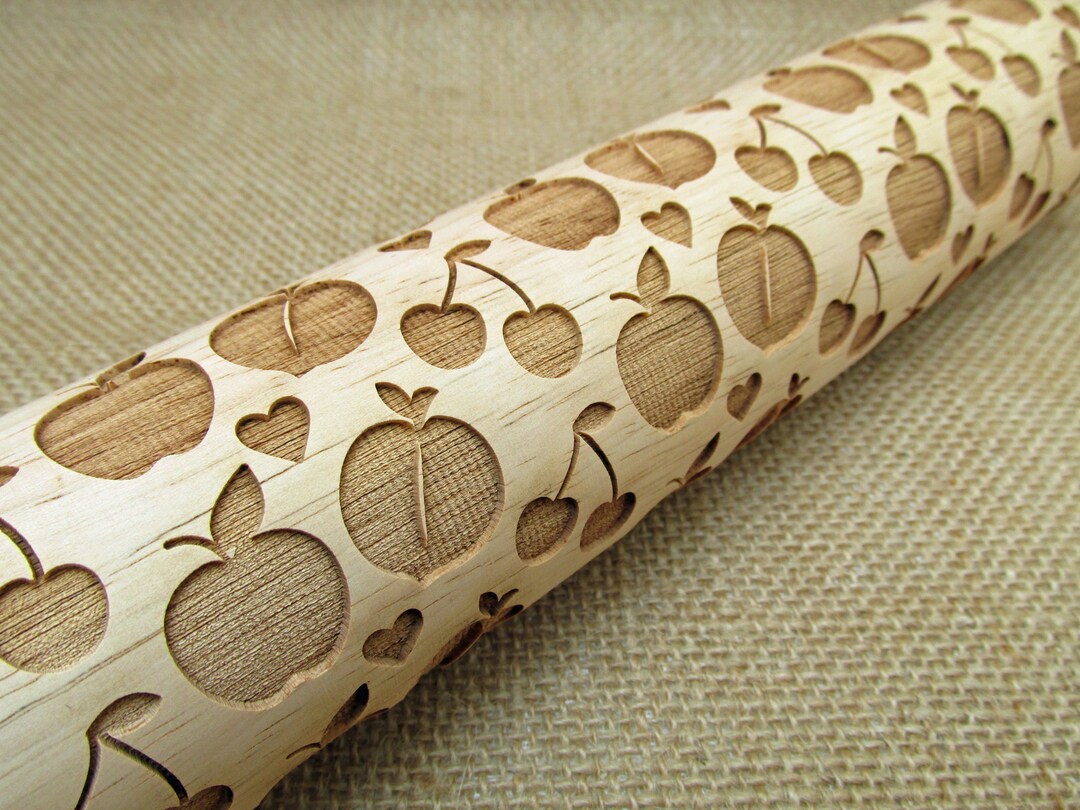 Engraved Rolling Pin Embossed Fruit Pie Rolling Pin Cherry Pie Peach ...