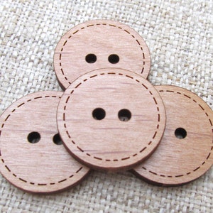 Wooden Buttons - Engraved Laser Cut Wood Buttons - Stitched Border ...