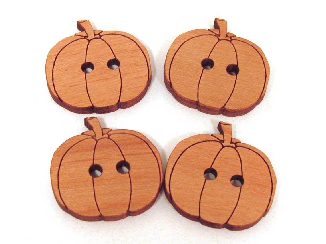 Wooden Pumpkin Buttons Laser Engraved Wooden Buttons | Etsy