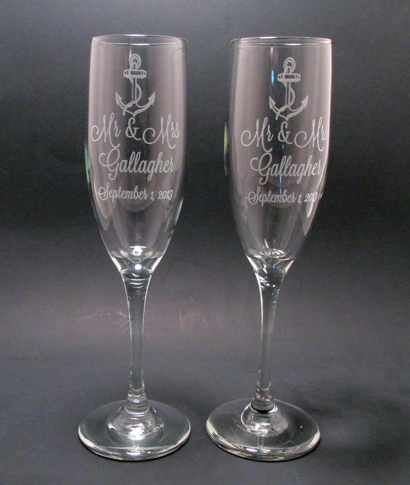 Personalized Anchor Champagne Flutes Wedding Toasting Flutes - Etsy