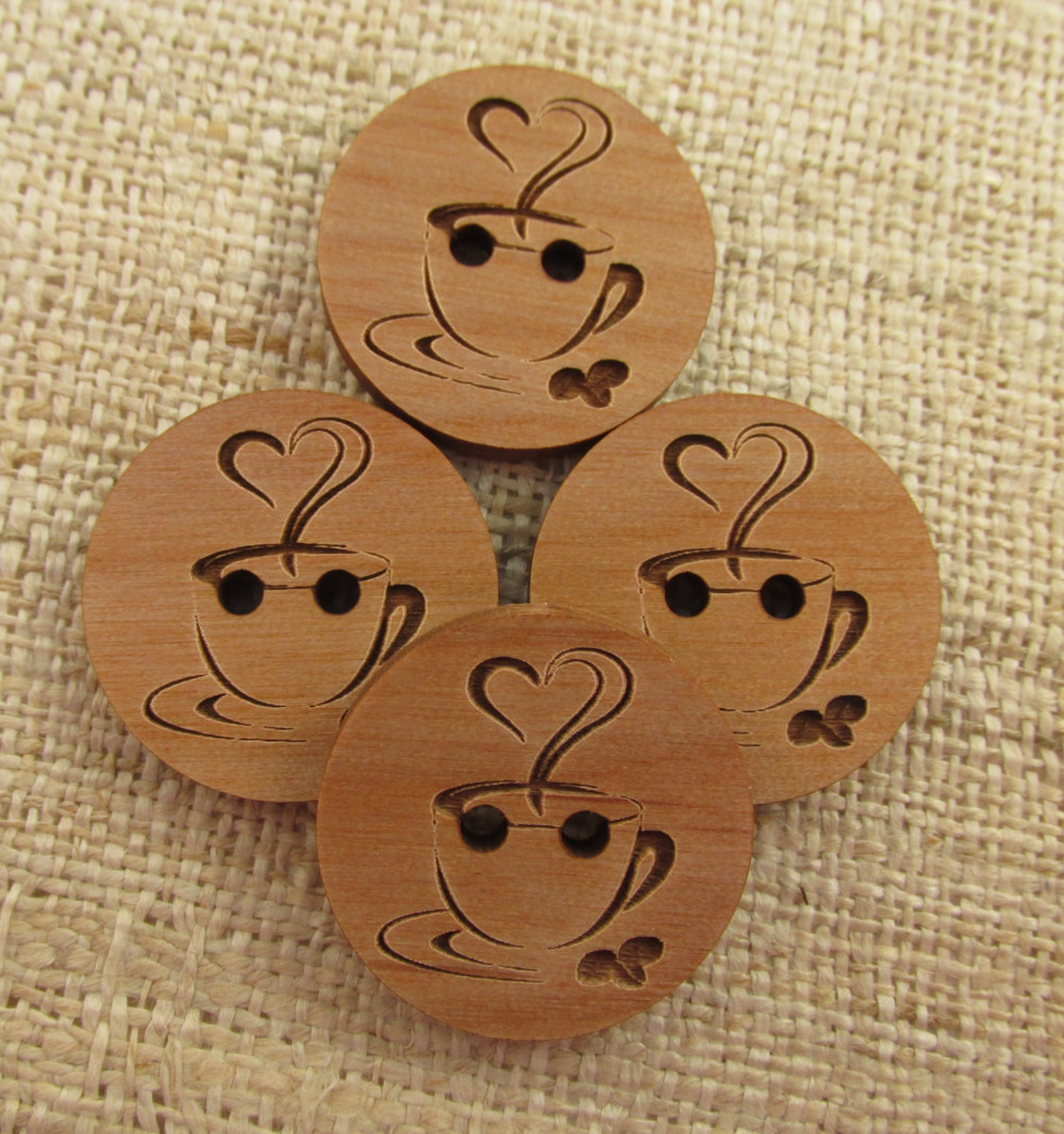 Coffee Wooden Buttons Engraved Laser Cut Coffee Cozy Buttons - Etsy