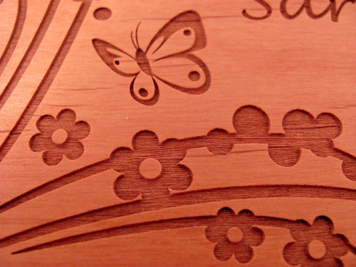 Engraved Butterfly and Flower Wood Guest Book And/or Photo Album - Etsy