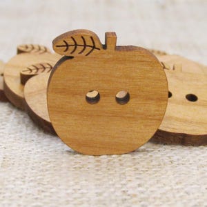 Wooden Apple Buttons - Laser Engraved Wooden Buttons - Etsy