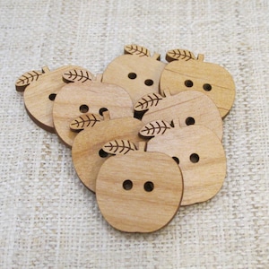 Wooden Apple Buttons - Laser Engraved Wooden Buttons - Etsy