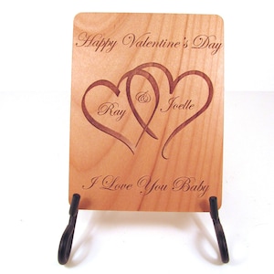 Personalized Wooden Valentine's Day Card - Real Wood Greeting Card ...