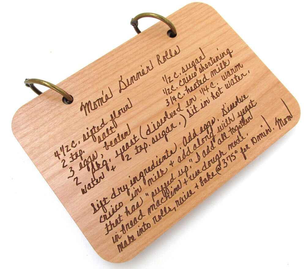 Handwritten Recipe Wooden Recipe Book Your Exact Handwriting | Etsy