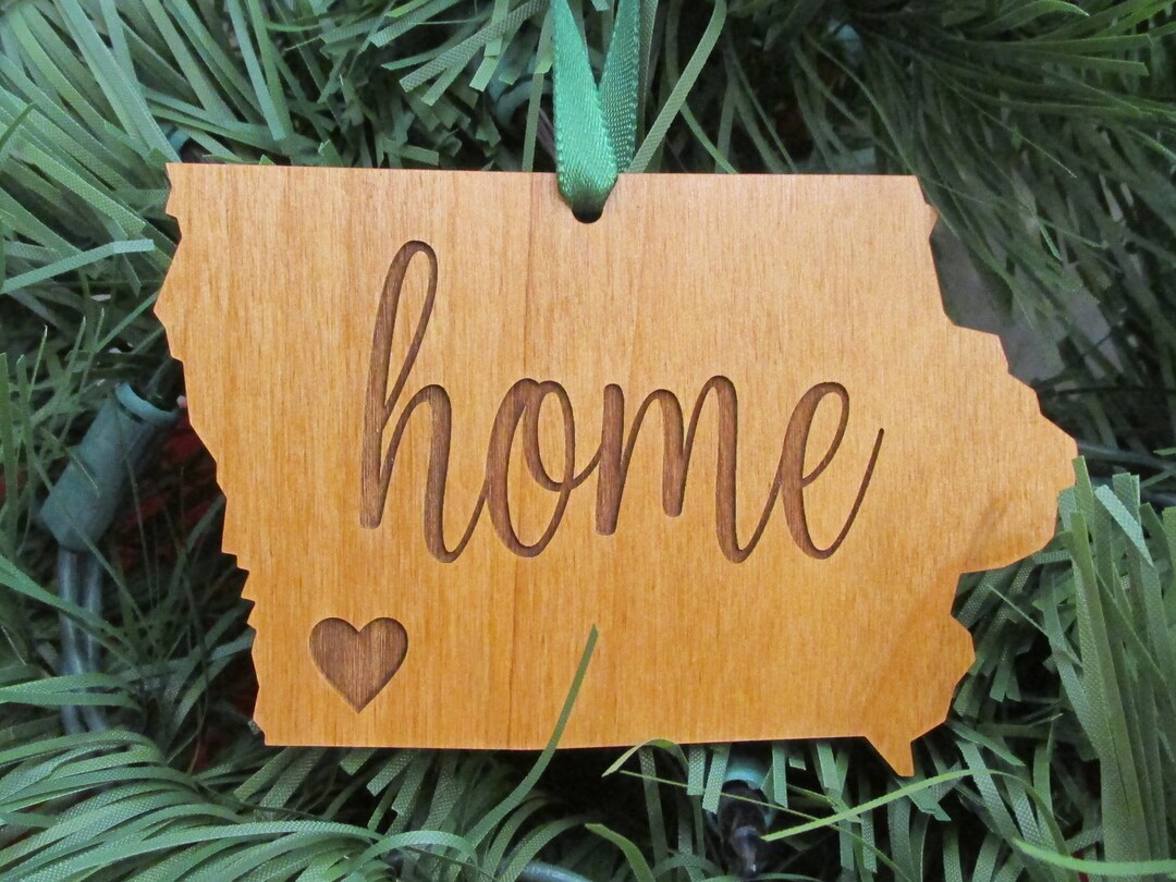 Iowa Wood Ornament - State of Iowa Shaped Ornament - Choose Your City ...