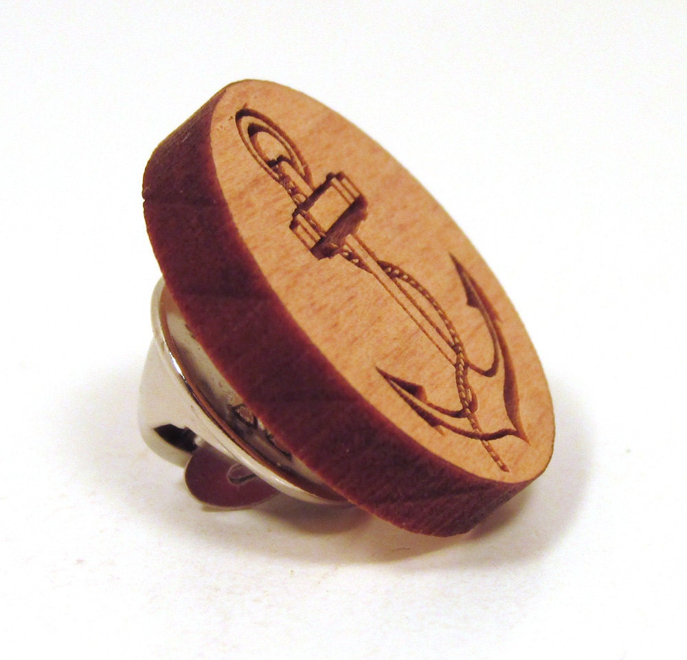 Anchor Wooden Tie Tack Lapel Pin - Etsy