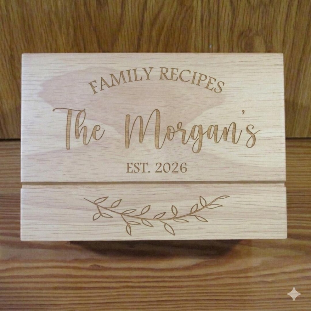 Personalized Recipe Box - Family Recipes - Wooden Recipe Box - Custom ...