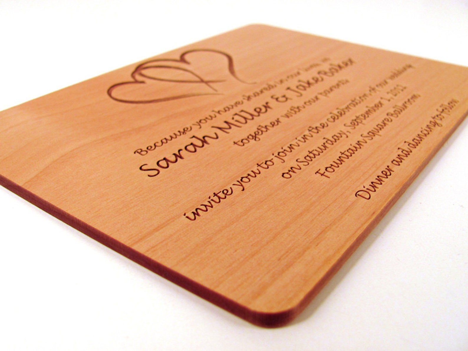 Engraved Wooden Wedding Invitation Real Wood Invitation - Etsy