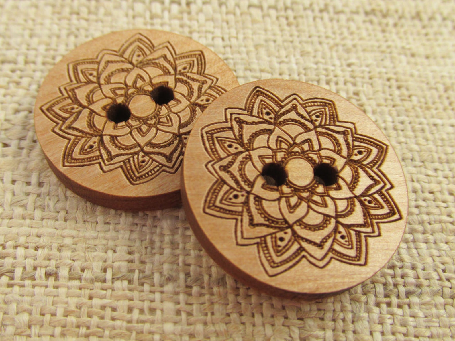 Mandala Wood Buttons - Engraved Laser Cut Wooden Buttons - Etsy