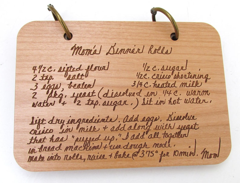 Handwritten Recipe Wooden Recipe Book - Your Exact Handwriting - Etsy