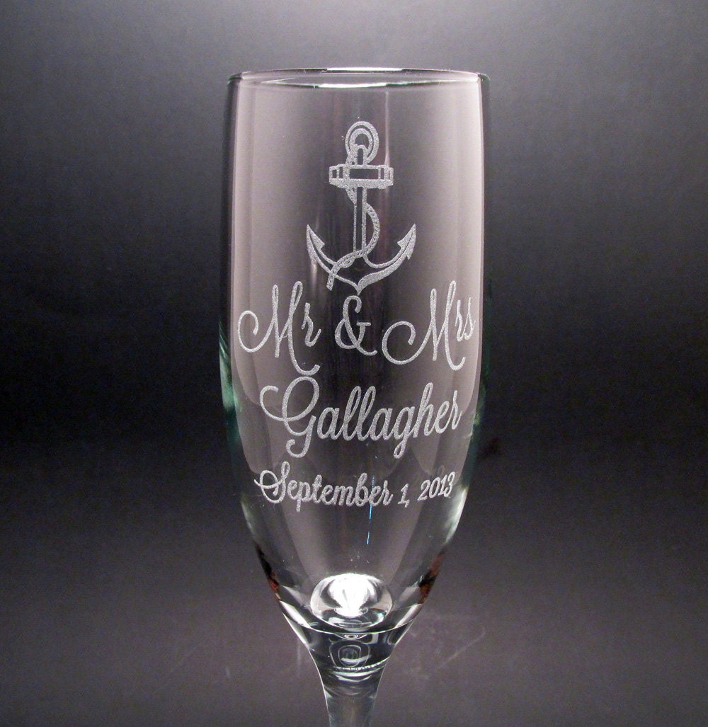 Personalized Anchor Champagne Flutes Wedding Toasting Flutes Set of 2 ...
