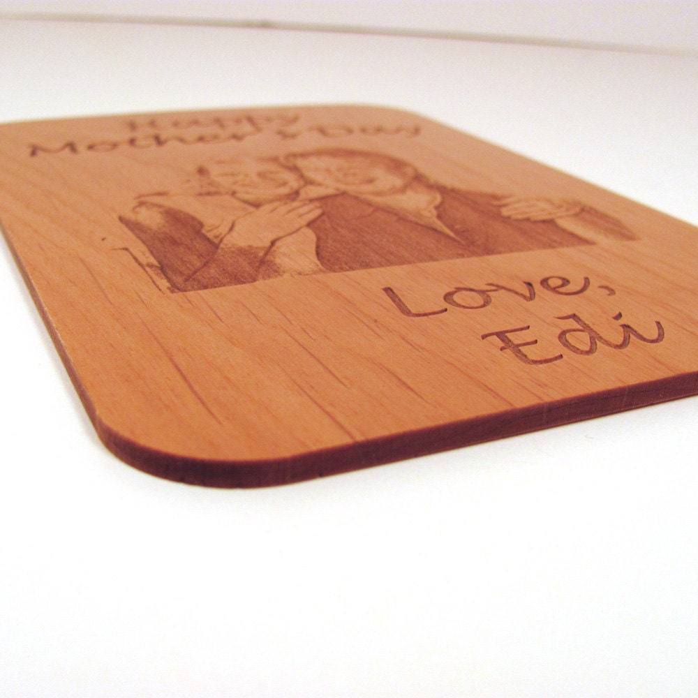 Personalized Real Wood Photo Greeting Card Customized With - Etsy