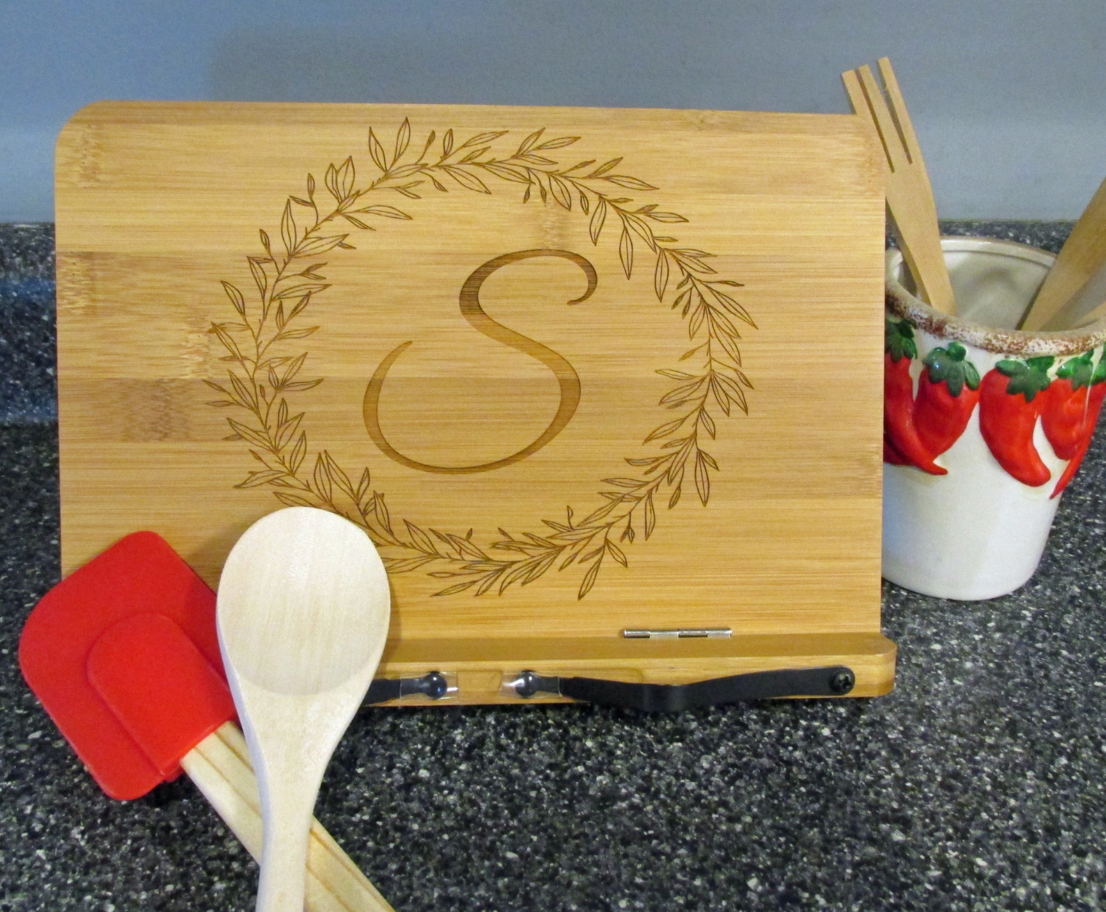 Personalized Book Stand Engraved Bamboo Recipe Stand - Etsy