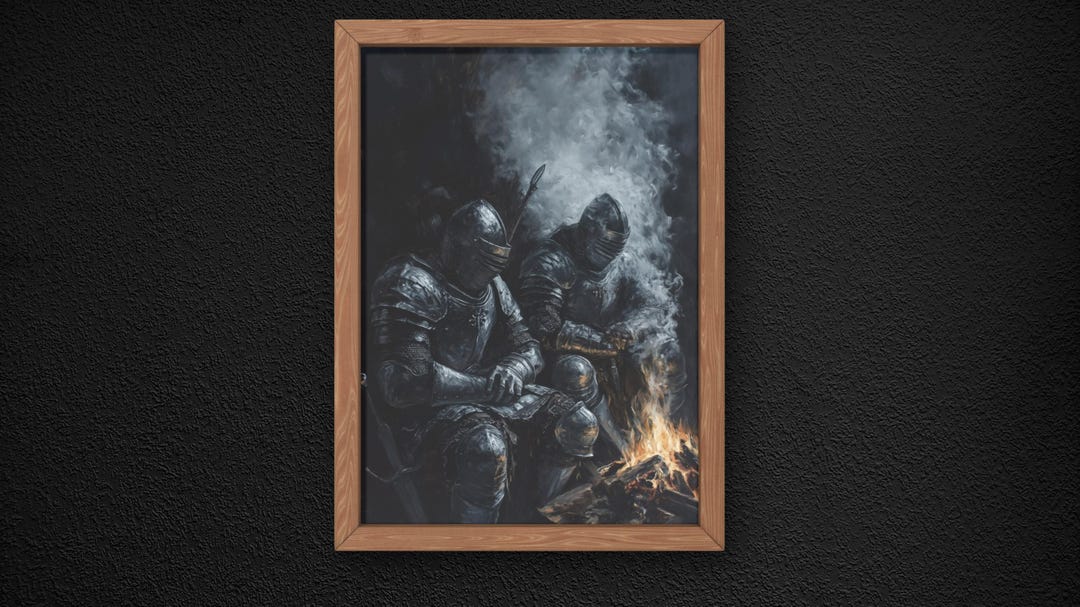 Medieval Knight Print Gothic Dark Fantasy Medieval Castle Knight Poster ...