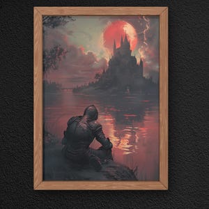 Medieval Knight Print Gothic Dark Fantasy Medieval Castle Knight Poster ...