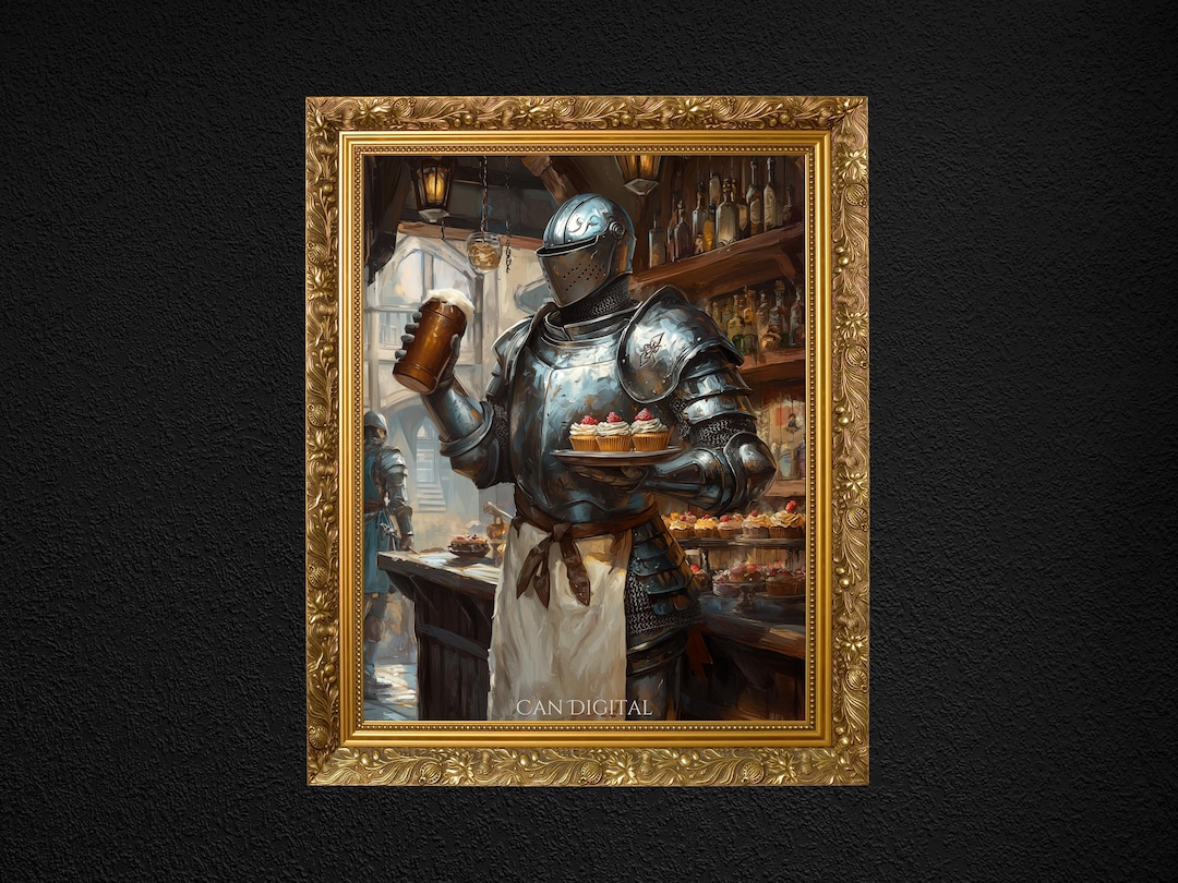 Medieval Knight Serving in Tavern Print | Vintage Wall Art | Historical ...