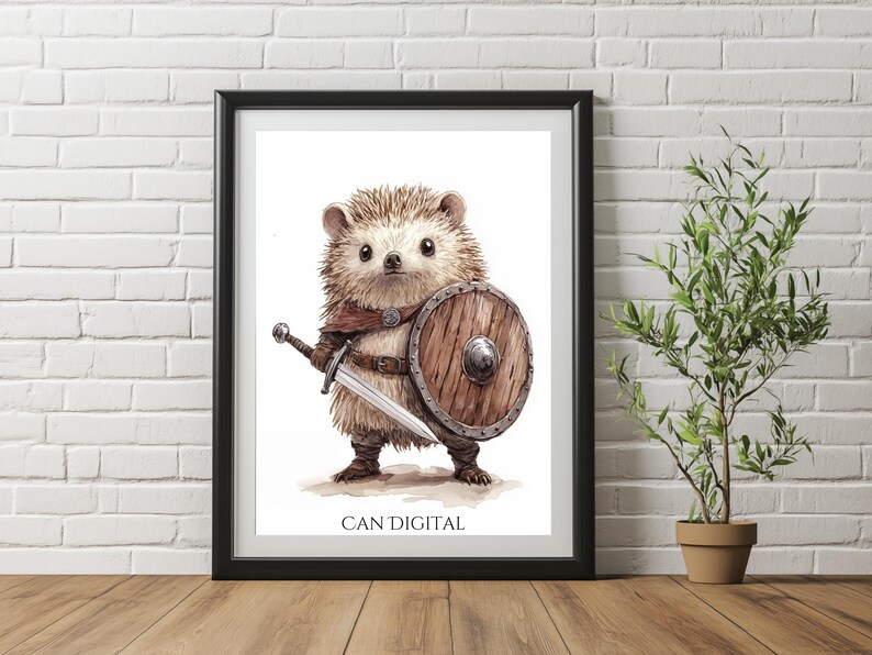 Medieval Warrior Hedgehog Art Print - Fantasy Animal Illustration ...