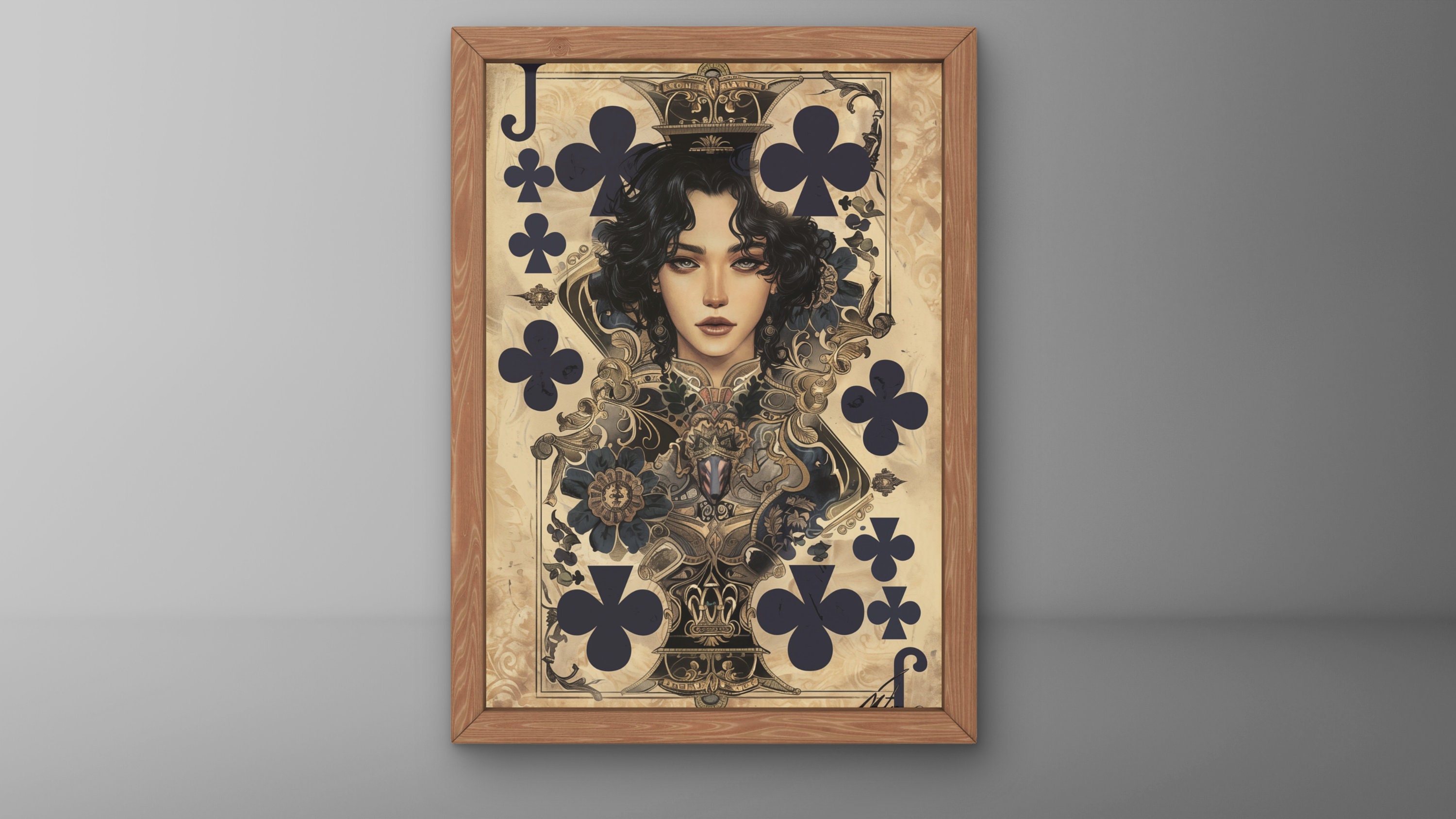 Jack of Clubs Gothic Victorian Era Oil Painting Royal Queen A1 - Etsy