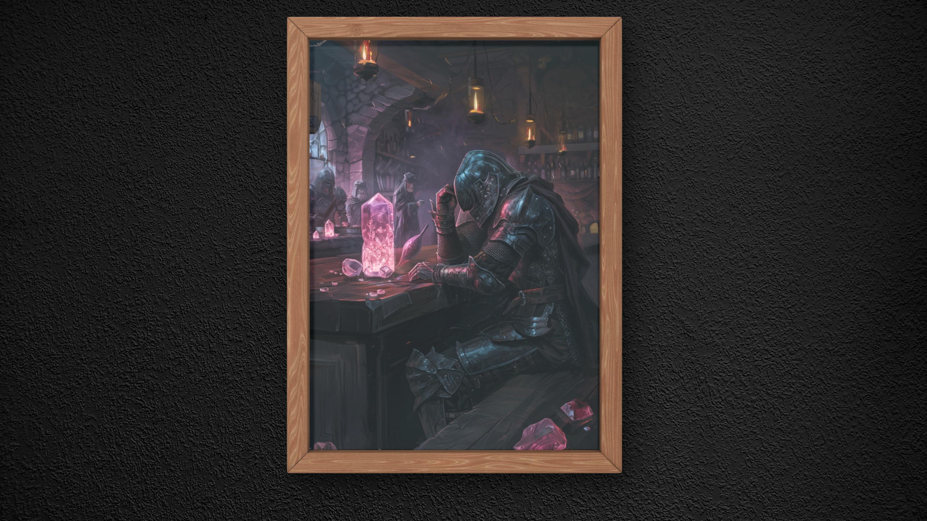 Knight Sitting in an Old Tavern Medieval Knight Print Gothic Dark ...