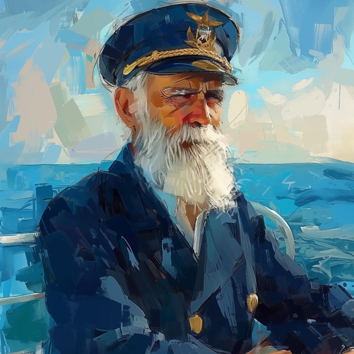 Vintage Ship Captain Painting Vintage Nautical Sailor Art Nautical ...