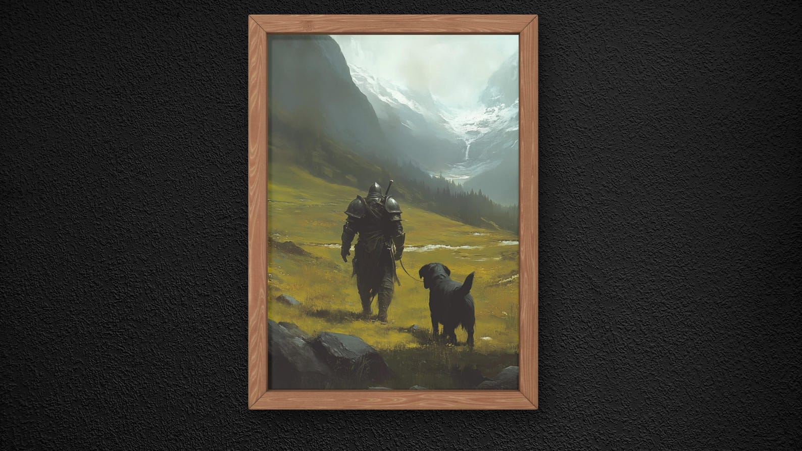 Epic Medieval Knight and Dog Adventure Art Print Fantasy Warrior ...