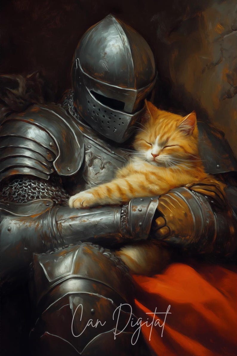 Medieval Knight Holding a Cat | Fantasy Art | Mythical Art | Magical ...