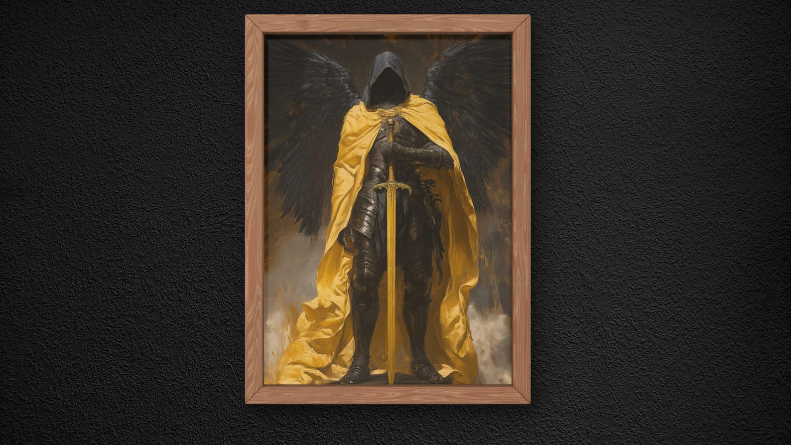 Medieval Knight Print With Yellow Cape Gothic Dark Fantasy Medieval ...