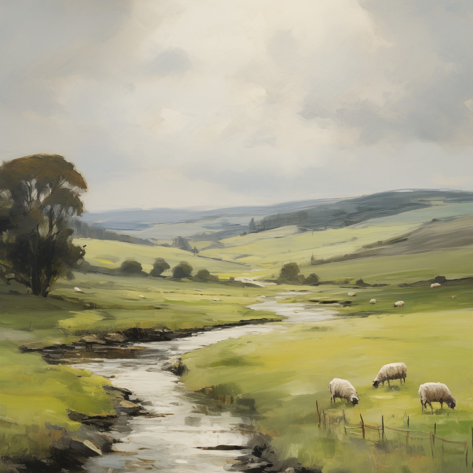 Rustic Country Wall Art English Countryside Vintage Landscape ...