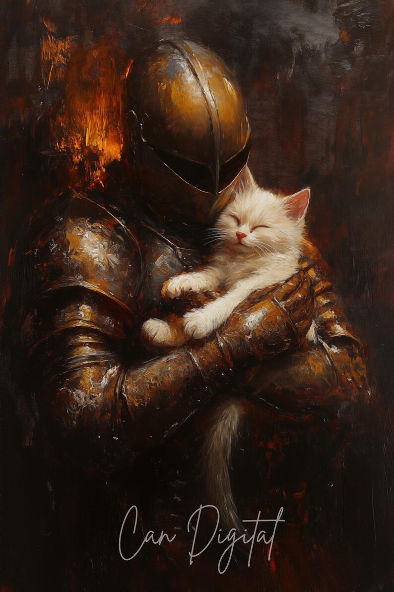 Medieval Knight Holding a Cat | Fantasy Art | Mythical Art | Magical ...