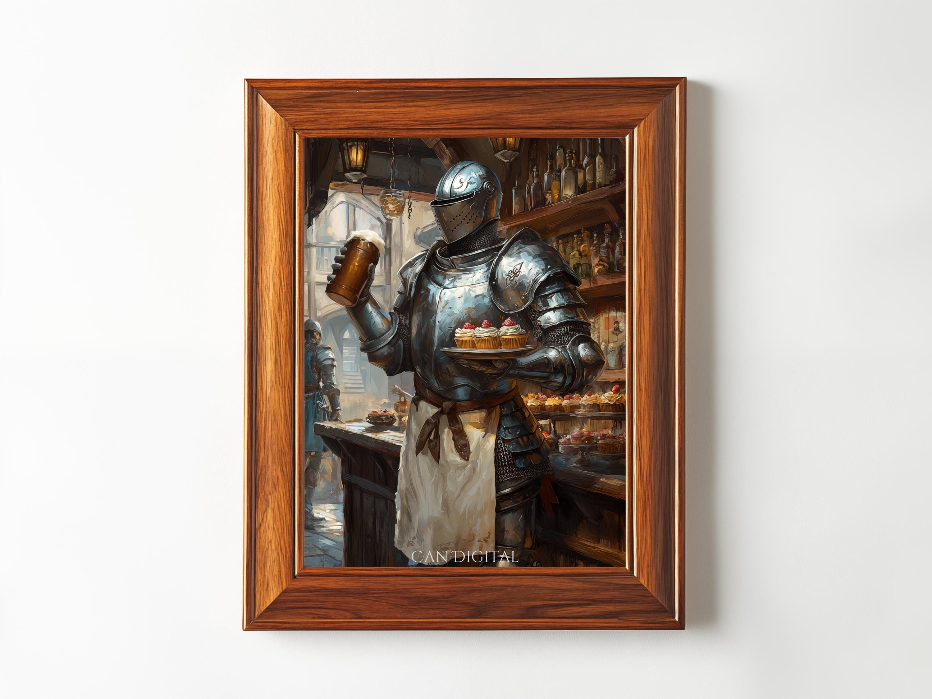 Medieval Knight Serving in Tavern Print | Vintage Wall Art | Historical ...