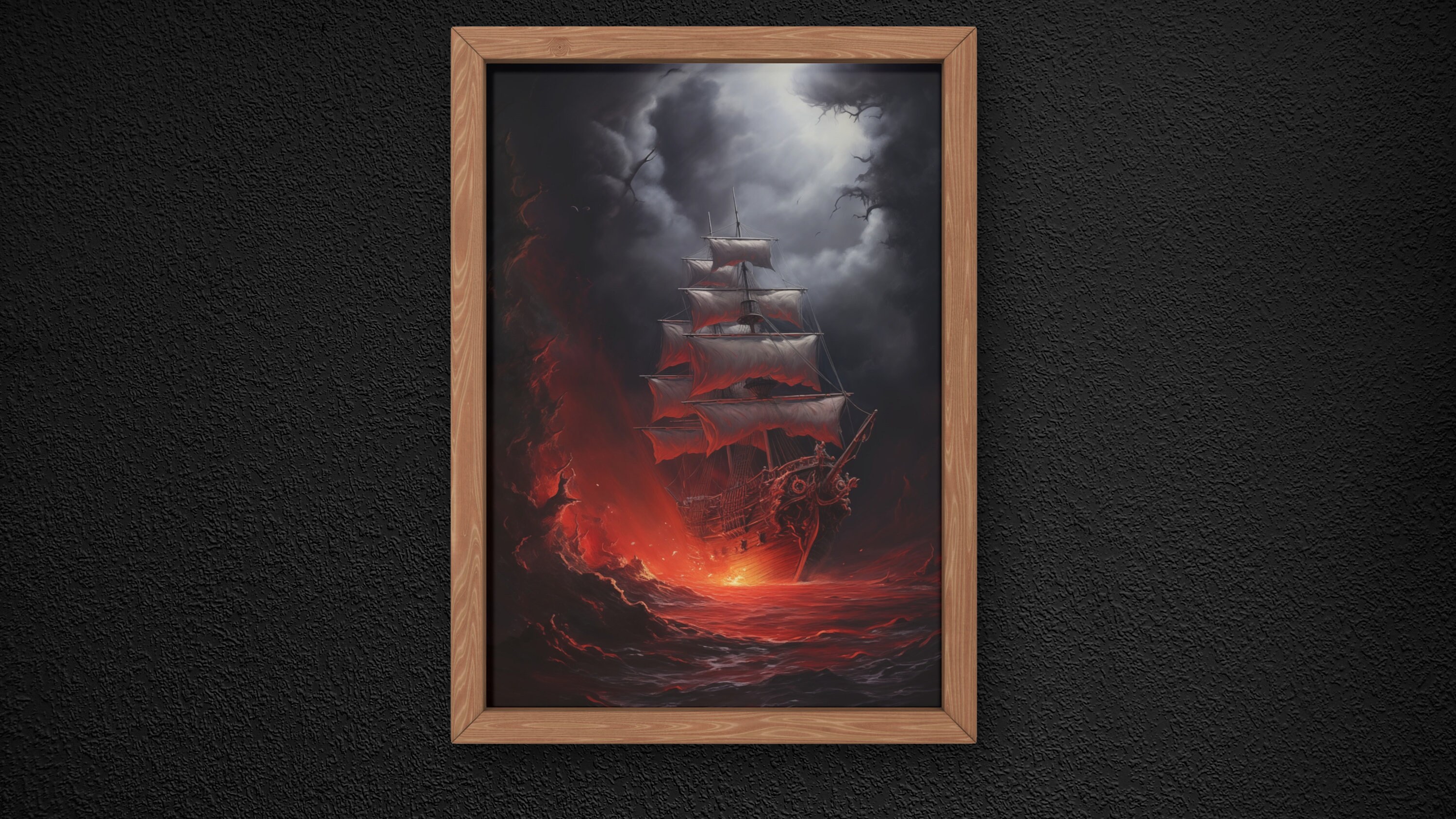 Vintage Ship Ghost Ship Ship Oil Painting Print Nautical Art Dark ...