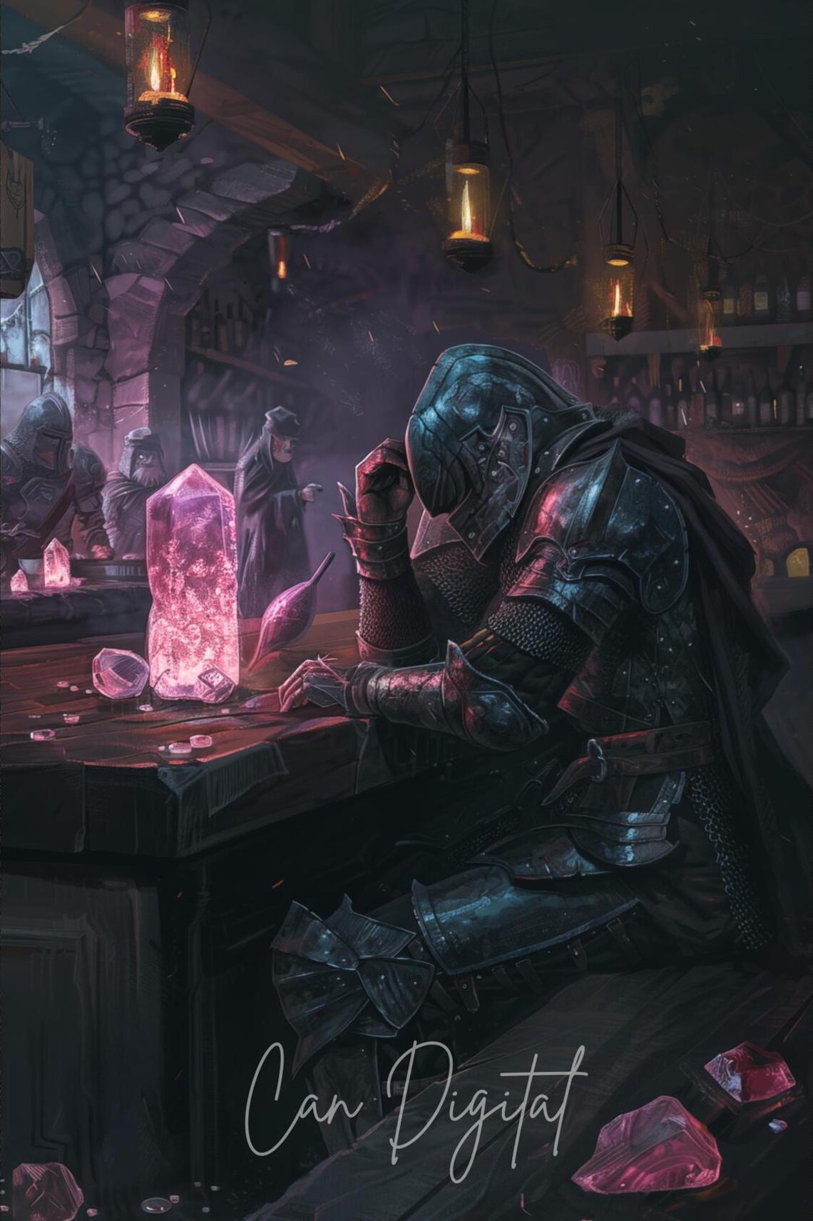 Knight Sitting in an Old Tavern Medieval Knight Print Gothic Dark ...