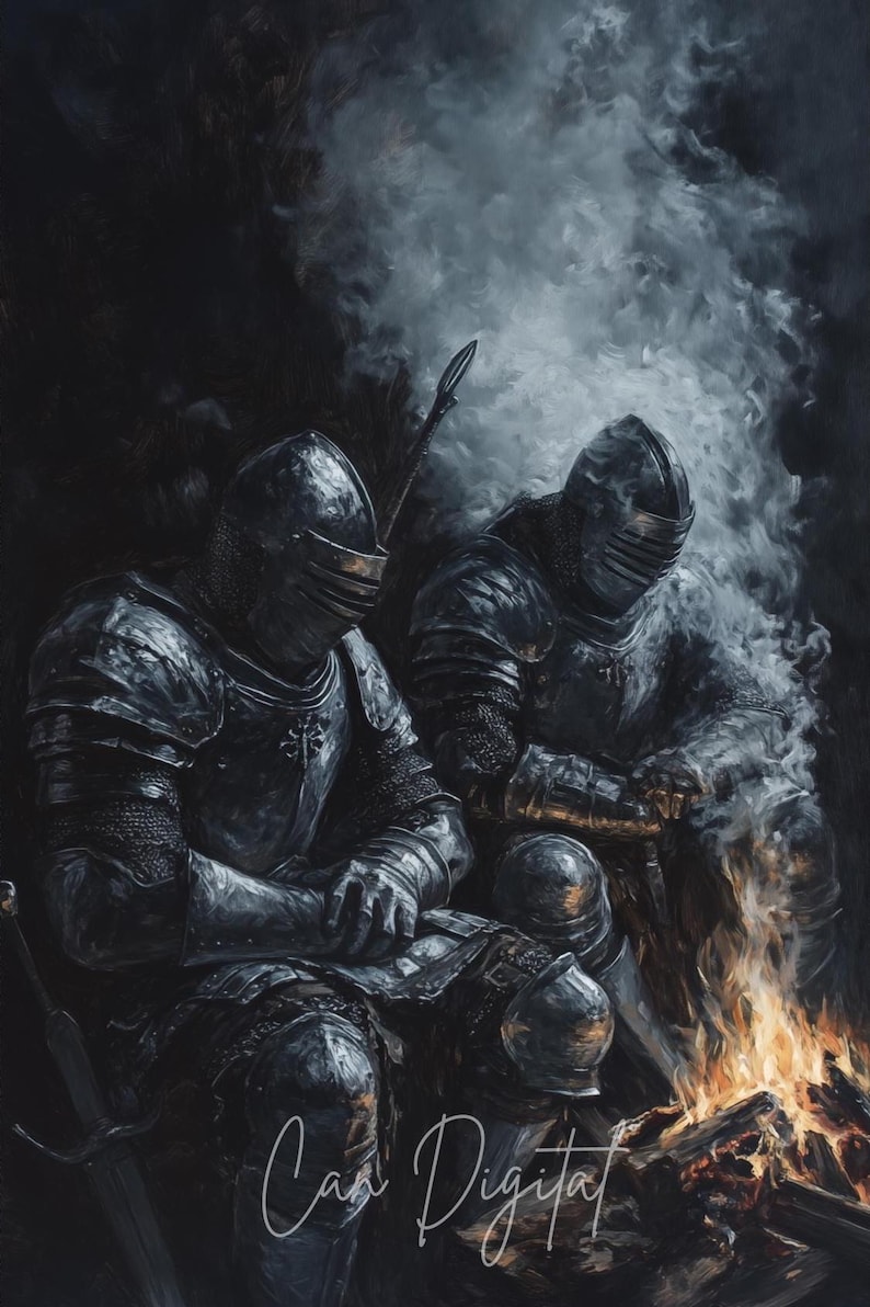 Medieval Knight Print Gothic Dark Fantasy Medieval Castle Knight Poster ...