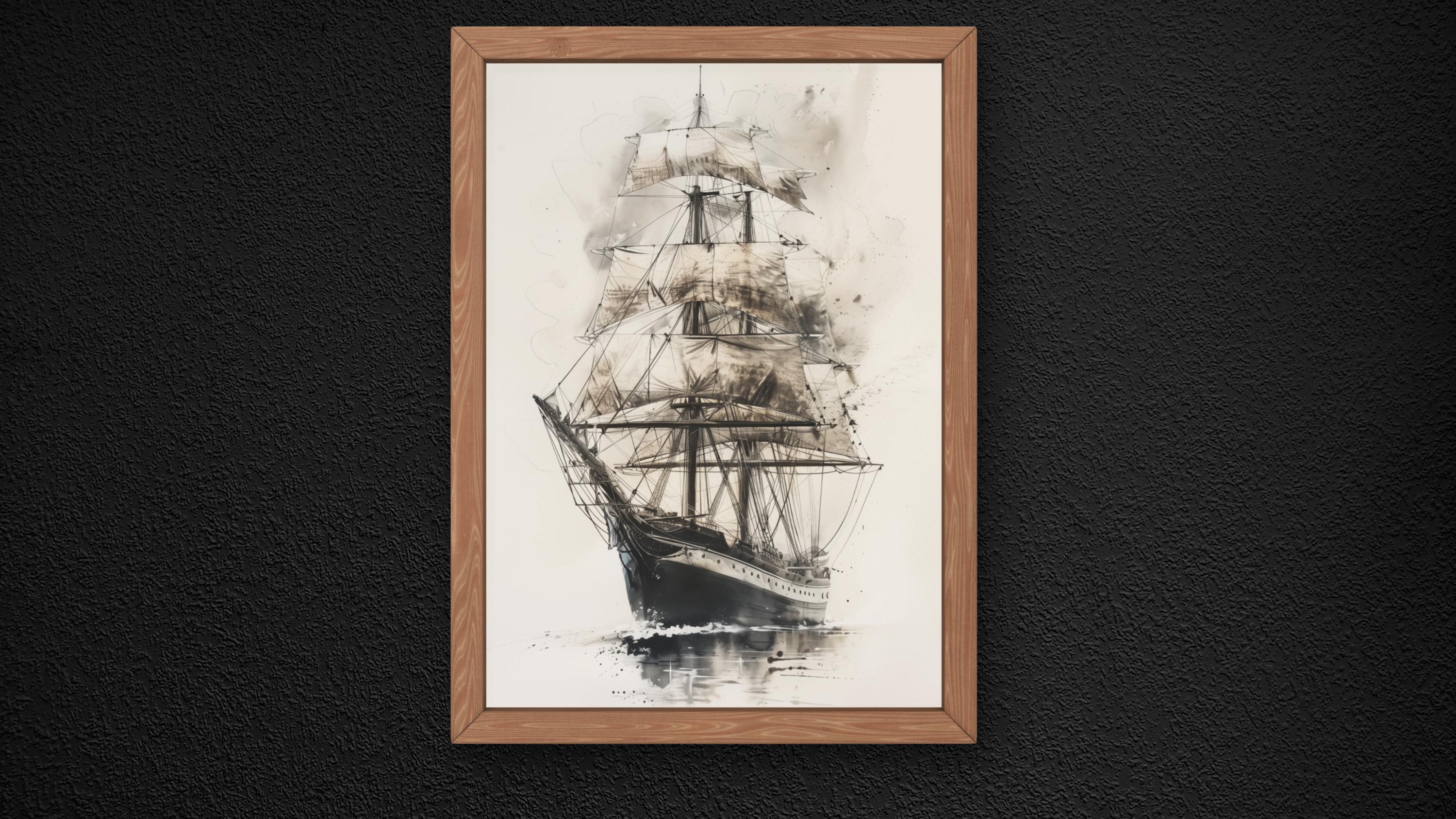 Navy Frigate Large Ship of the Line Digital Prints White Sails Nautical ...