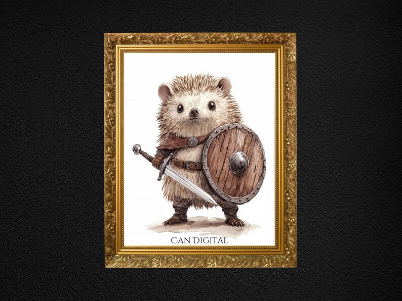 Medieval Warrior Hedgehog Art Print - Fantasy Animal Illustration ...