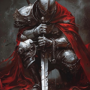 Medieval Knight Print Gothic Dark Fantasy Medieval Castle Knight Poster ...