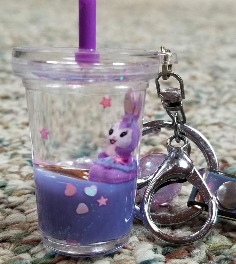 Liquid Shaker Keychain, Cute Kawaii Bunny, Boba Bubble Tea Baby, Party ...
