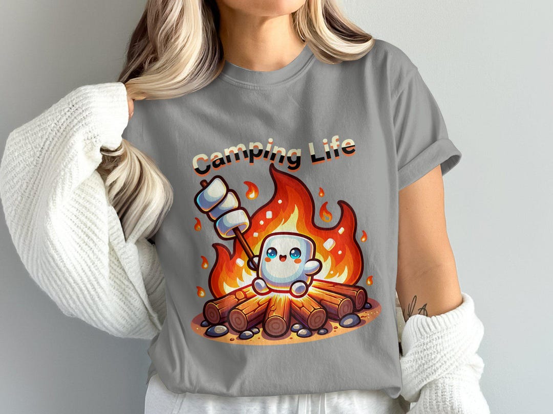 Camping Life Cute Marshmallow Campfire Clip Art, Shirt Sublimation ...