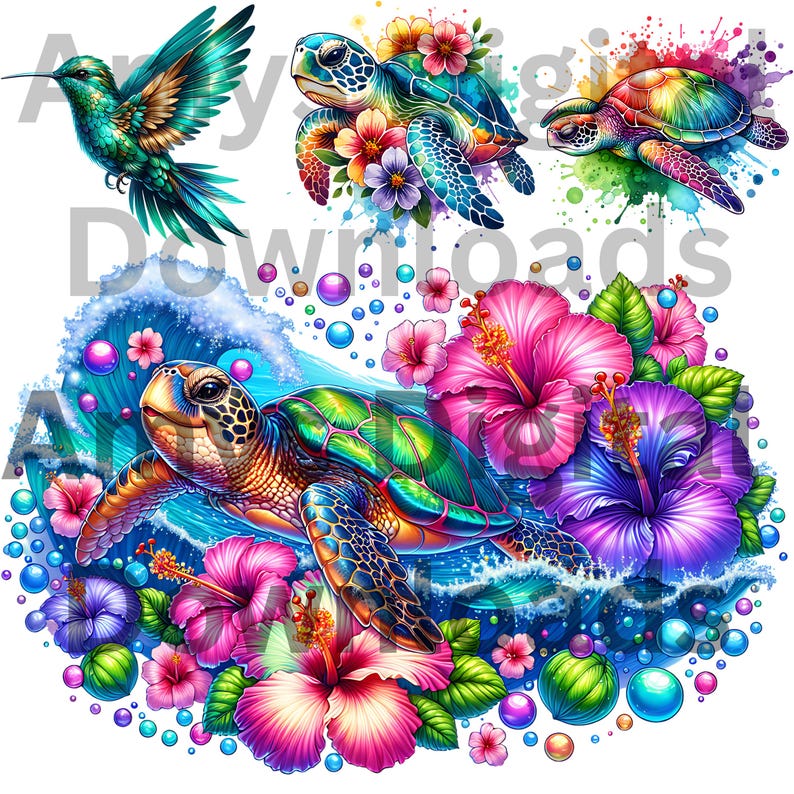 25 Pack Tropical Clip Art Bundle, PNG Digital Download, Glitter Sea ...