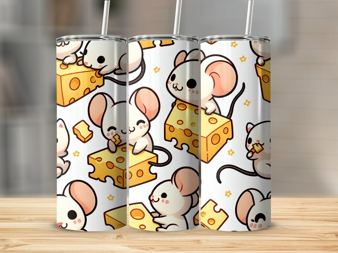 Cute Mice and Cheese Seamless Tumbler Wrap, 20 Oz Skinny Design ...