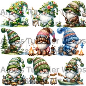 Cute Garden Gnome Clipart Bundle, 55 PNG Digital Download Art ...