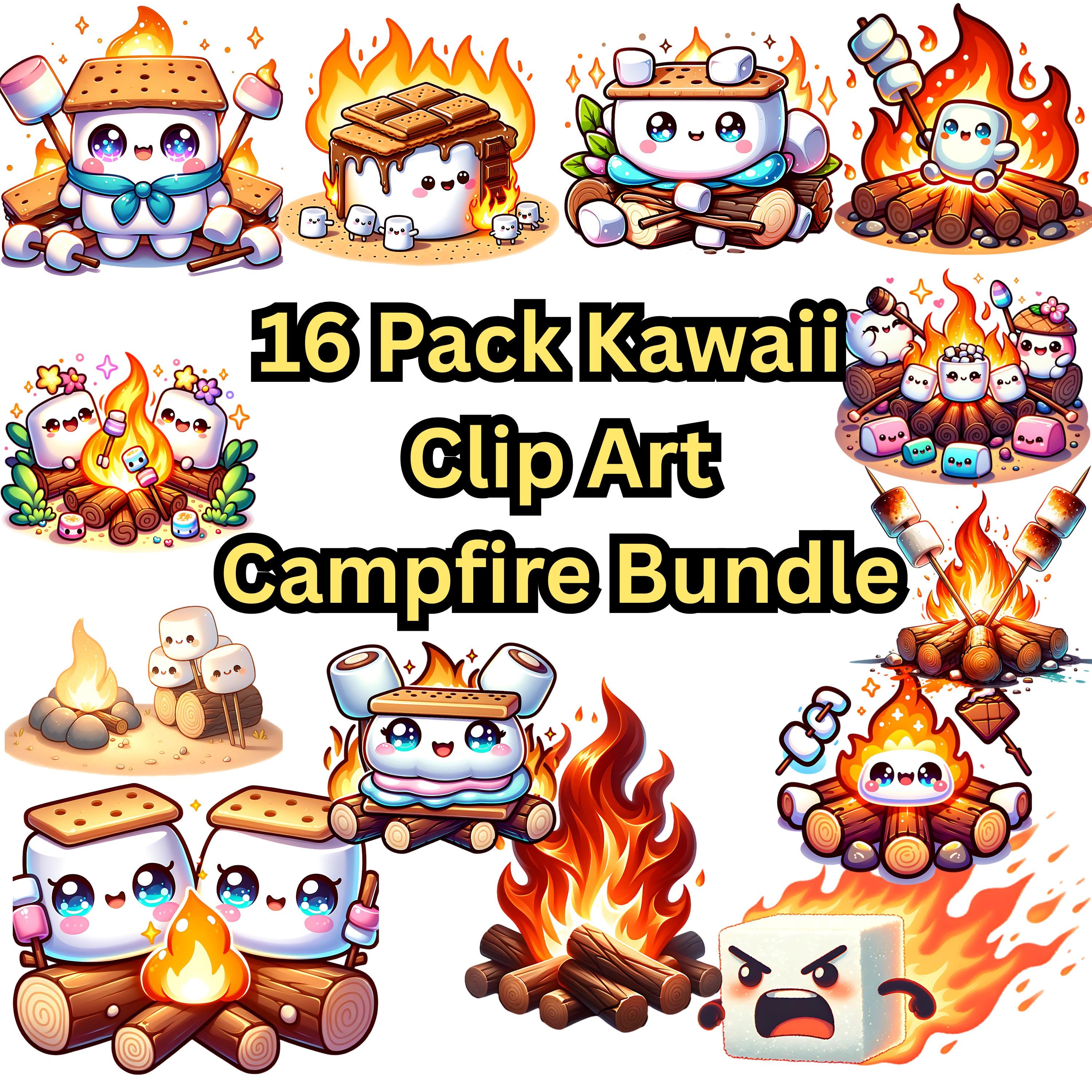 Kawaii Campfire Smores Bundle Clip Art 16 Pack, PDF Digital Download ...