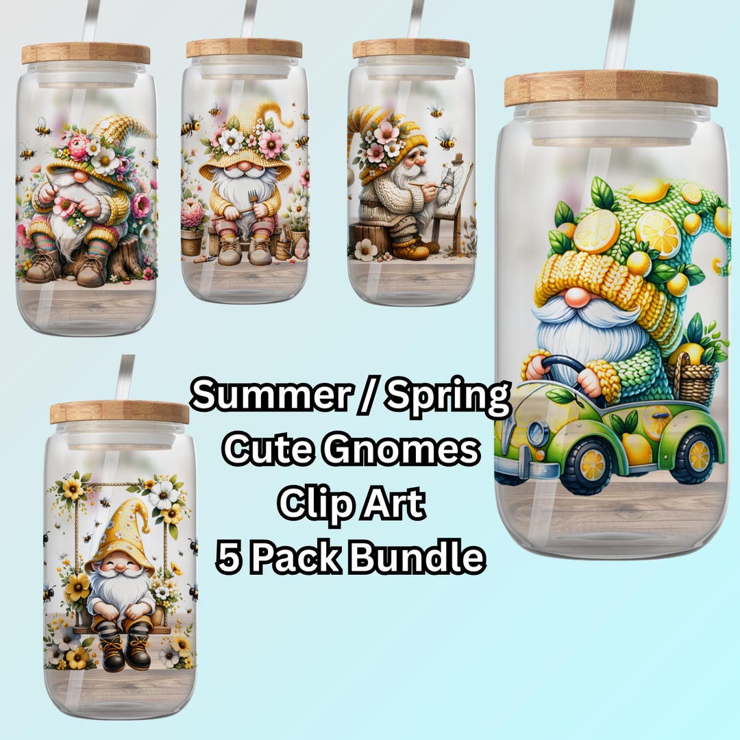Cute Summer Spring Flower Garden Gnomes Clip Art, Bundle, Sublimation ...