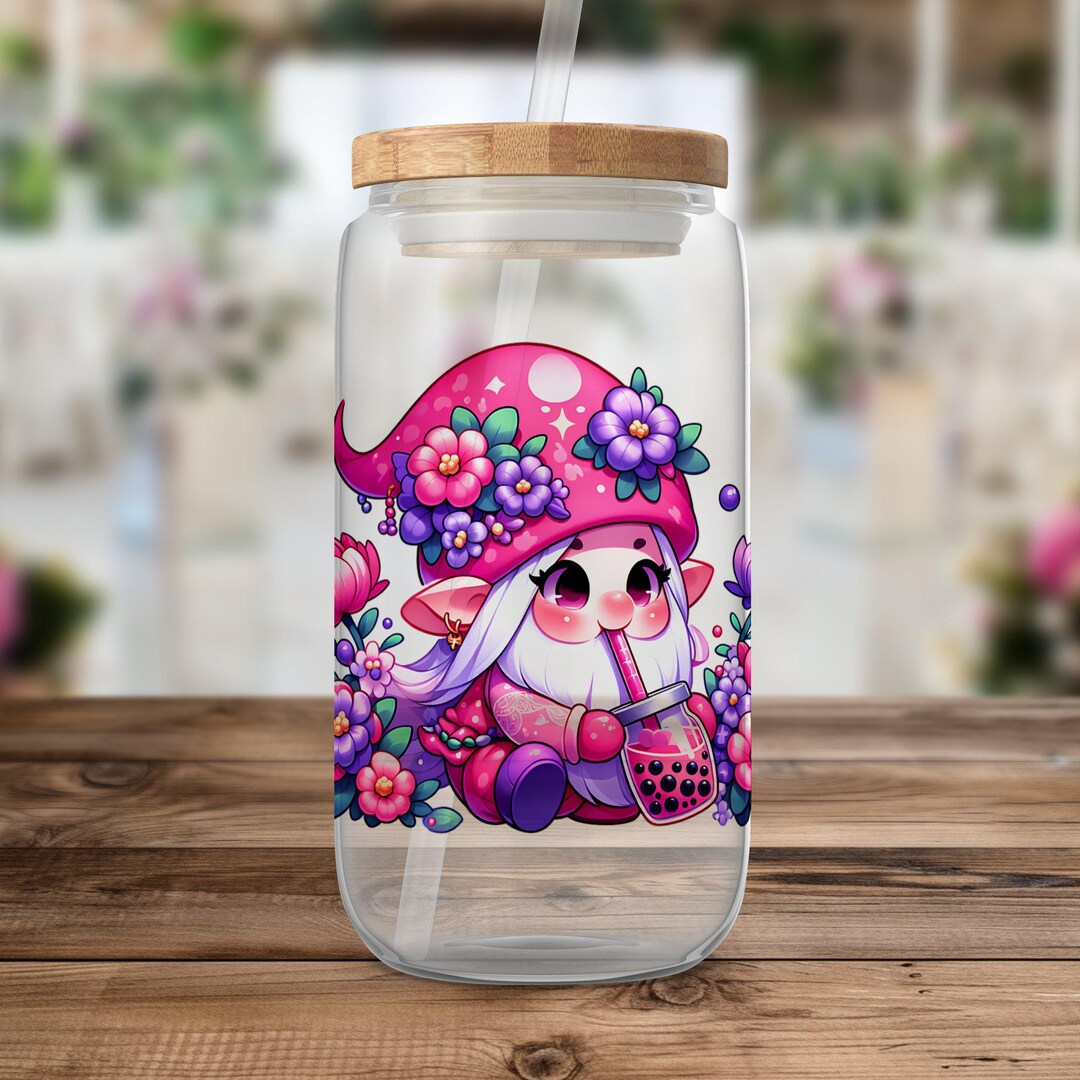 Cute Garden Flower Gnomes With Boba Tea, Kawaii Clip Art, PNG Digital ...