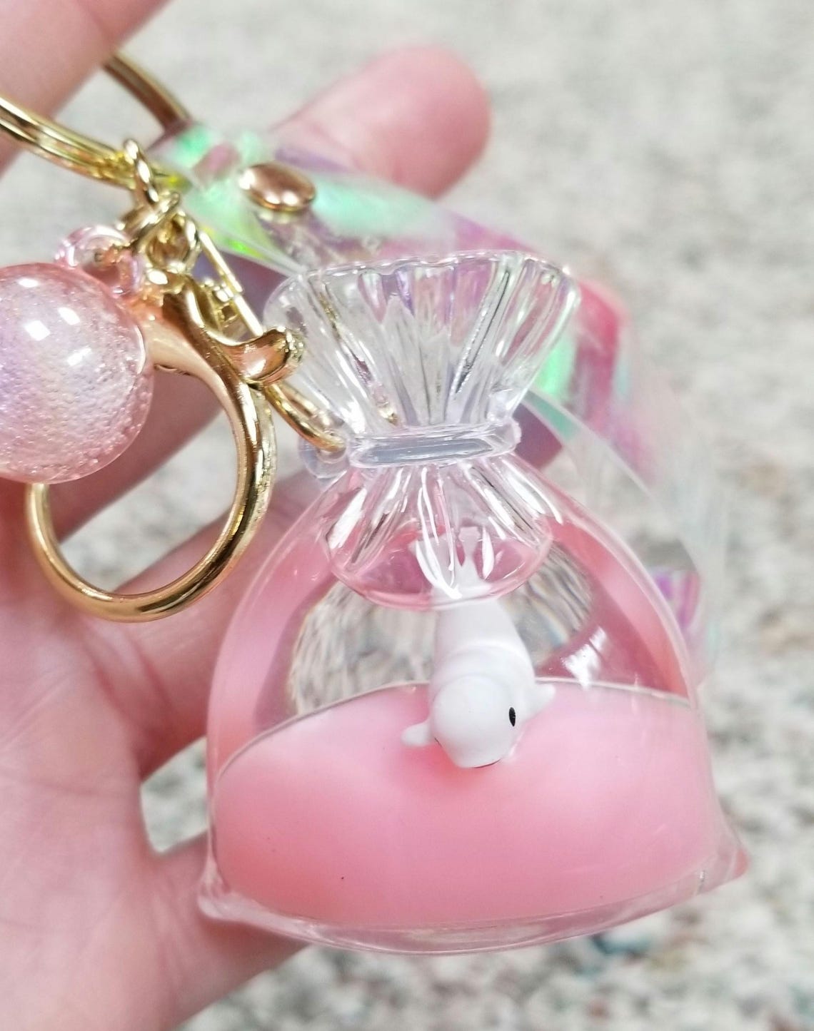 Liquid Shaker Keychains, Quicksand Bag of Fish Key Chain, Cute Kawaii ...