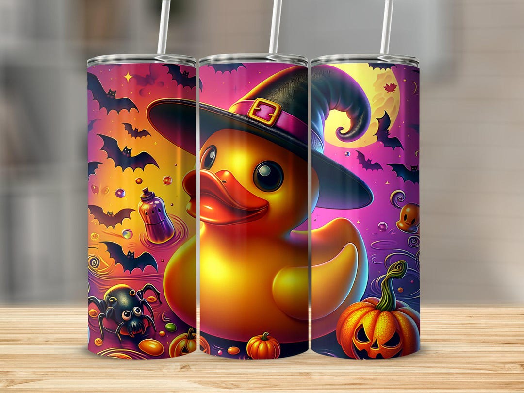 Halloween Spooky Witch Rubber Duck Tumbler Wrap, 20oz Skinny Design ...