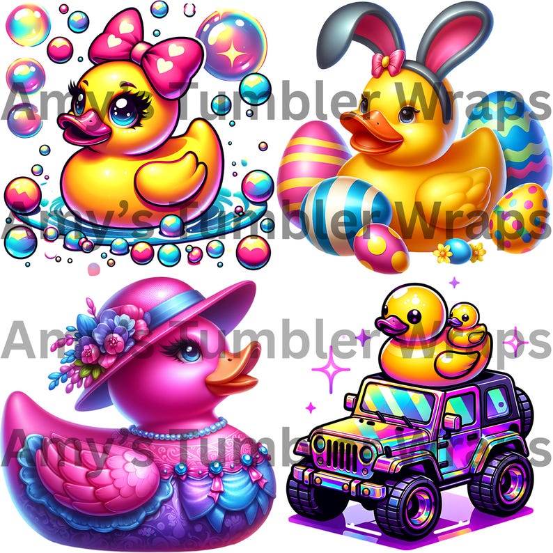 Cute Rubber Ducks Clip Art Bundle, 11 Pack, Sublimation Design, T-shirt ...